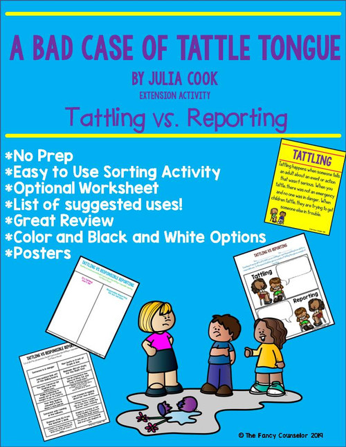 A Bad Case of Tattle Tongue by Julia Cook Book Companion LOW PREP ...