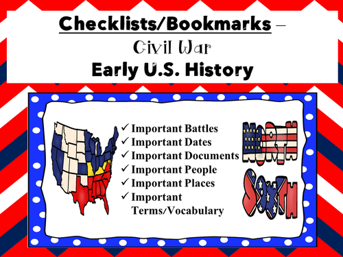 Checklists/Bookmarks-Civil War - Amped Up Learning