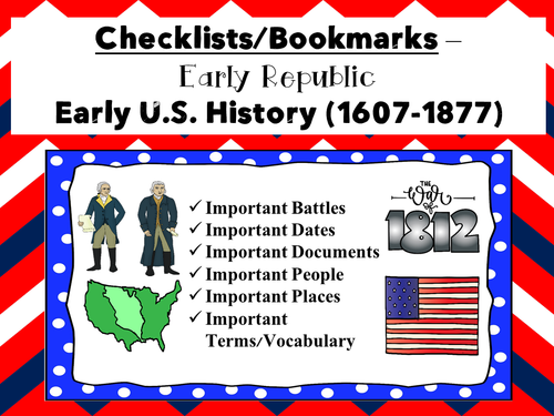 Checklists/Bookmarks-Early Republic - Amped Up Learning