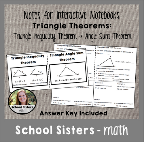Triangle Theorems for 7th/8th Grade Math for Interactive Notebooks ...