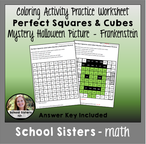 Perfect Squares and Cubes Halloween Mystery Picture - Amped Up Learning