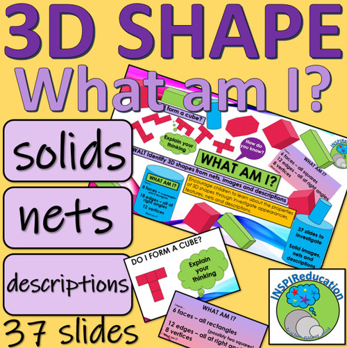3D Shape - solids, nets and descriptions - 37 slides for teaching ...