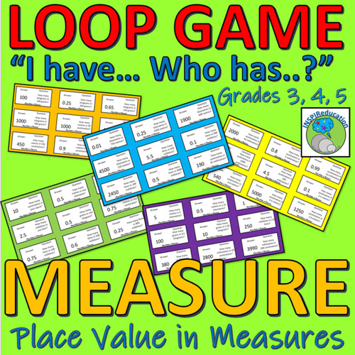 Place Value in Measures - Card Game: "I have...Who has..?" 45 Playing ...
