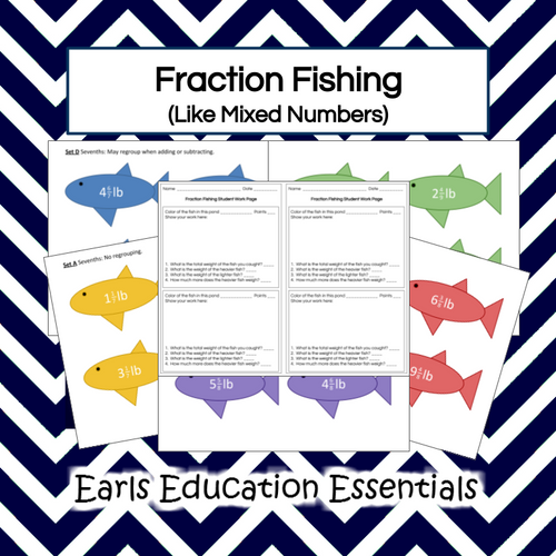 Mixed Number Fishing (Like Denominators) - Amped Up Learning