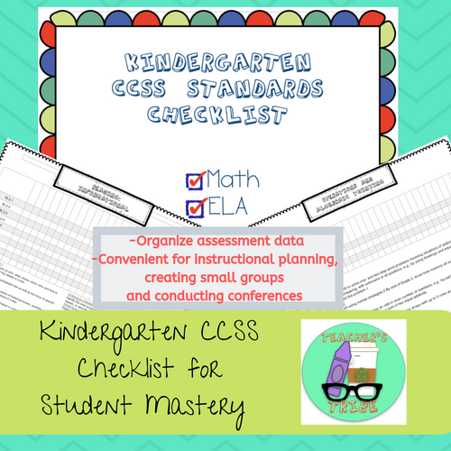 CCSS Kindergarten Standards Checklist for Student Mastery - Amped Up ...