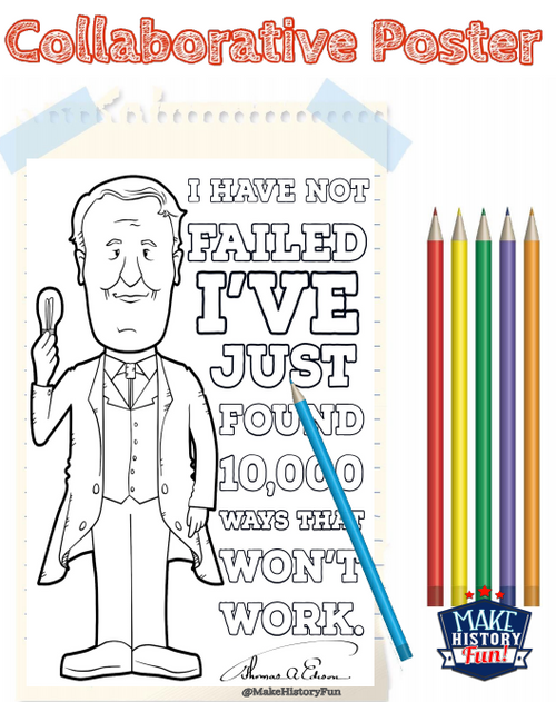 Thomas Edison Growth Mindset "Failure" Collaborative Poster - Amped Up ...