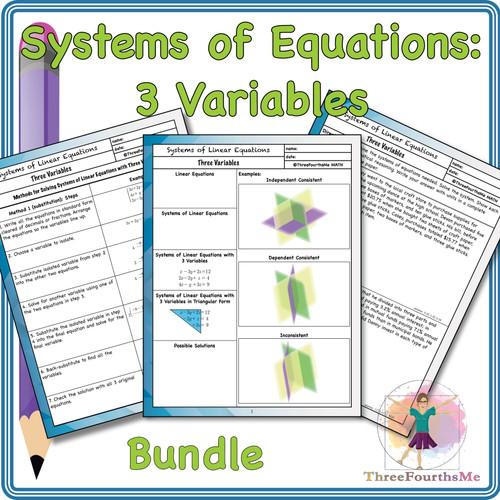 Systems of Equations: 3 Variables BUNDLE - Amped Up Learning