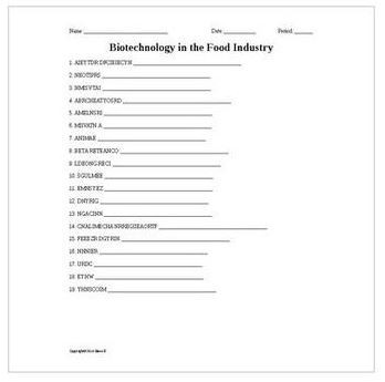 Biotechnology Vocabulary Word Scramble Collection for Agriculture ...