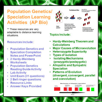 Population Genetics/Speciation Learning Activities for AP Biology ...