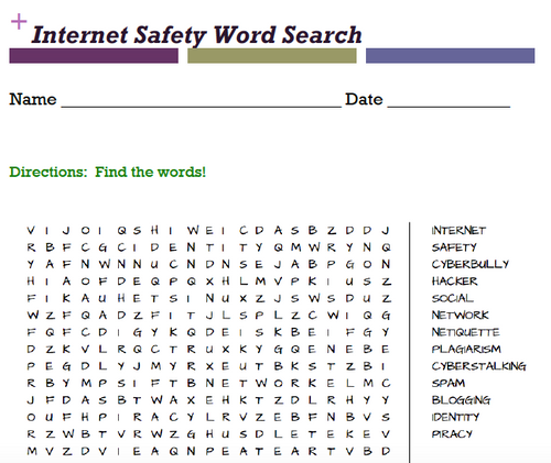 Internet Safety Word Search - Amped Up Learning