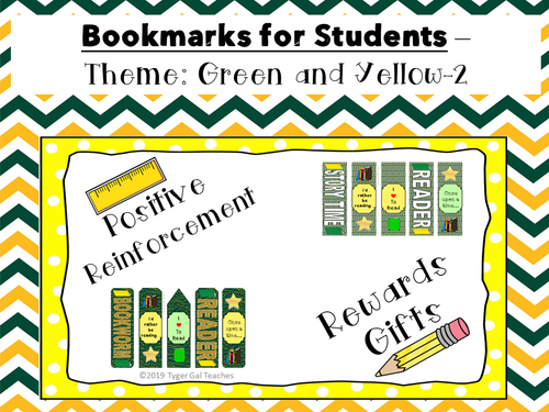 Bookmarks - Green and Gold Theme (Part 2) - Amped Up Learning