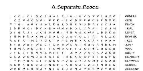 A Separate Peace- Wordsearch - Amped Up Learning