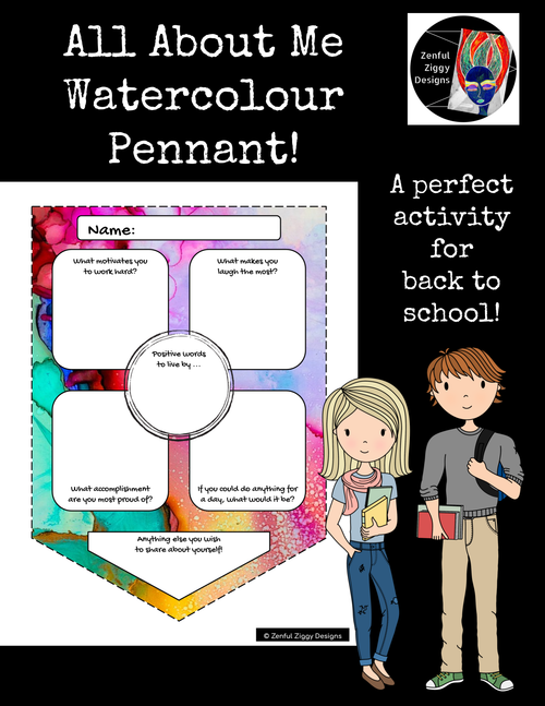 All About Me Watercolour Pennant- Back to School/ First Day Activity ...