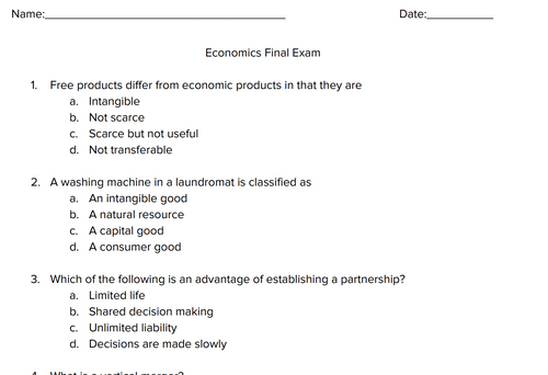 Economics Final Exam
