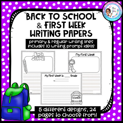 Back to School & First Week Writing Papers with Prompt Ideas - Amped Up ...