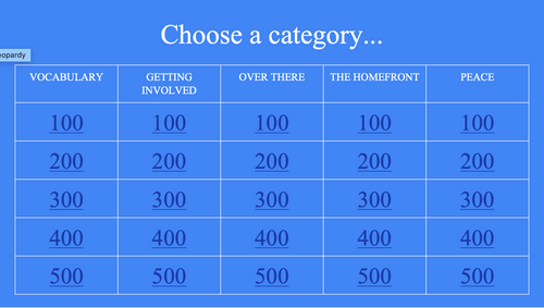 World War 1 Jeopardy - Amped Up Learning