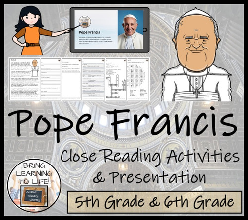 Pope Francis Close Reading Comprehension Activities | 5th Grade & 6th ...