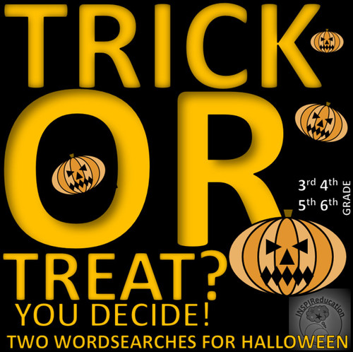 Halloween Word Searches - "Trick" or "Treat" - Which will your children ...