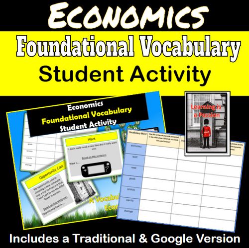 Economics: Foundational Economics | Vocabulary Activity ...