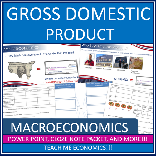 Gross Domestic Product GDP Power Point, Guided Note Packet, Test ...