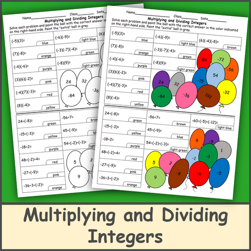Multiplying and Dividing Integers Color by Number