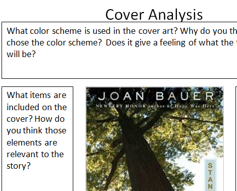 Stand Tall by Joan Bauer- Cover Prediction Sheet - Amped Up Learning