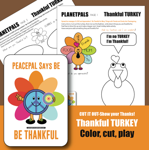 Thanksgiving Be Thankful Turkey Activity Bundle Color Cut Construct Kit ...