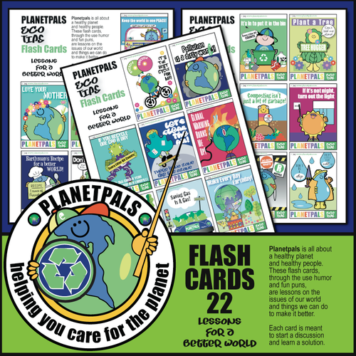 Planetpals FLASH CARDS Set 22 Ecology Theme Eco Tips Cartoon Lessons ...