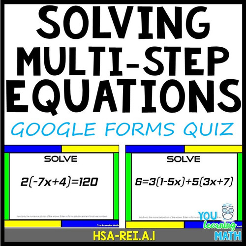 Solving Multi-Step Equations: Google Forms Quiz - 30 Problems - Amped ...