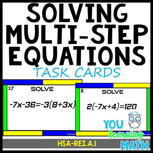 Solving Multi-Step Equations: Task Cards- 30 Problems - Amped Up Learning