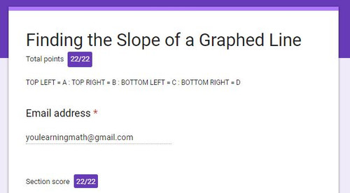 Finding the Slope of Graphed Lines: Google Forms Quiz - 22 Problems ...