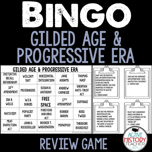 Gilded Age & Progressive Era BINGO Review Game STAAR Review - Amped Up ...