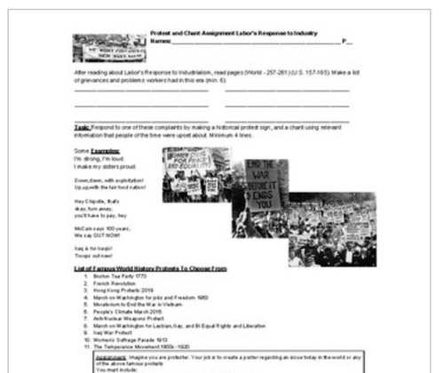 Labors Response to industrial Revolution Making Posters and Chants to ...