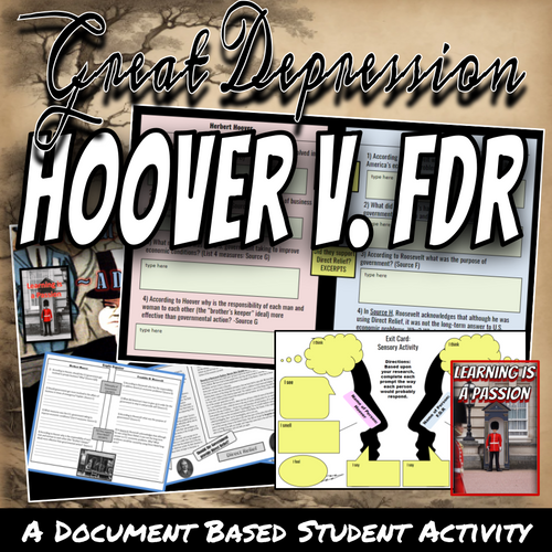 Great Depression | Hoover V. Franklin D. Roosevelt | Document Based ...