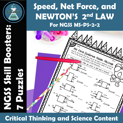 Speed, Net Force, and Newton's 2nd Review Puzzles NGSS MS-PS-2-2 ...