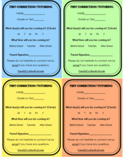 Test Correction Parent Signature - Amped Up Learning