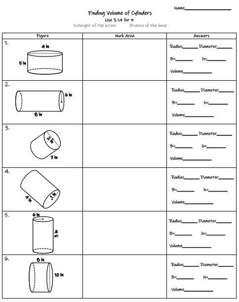 Finding Volume of Cylinders