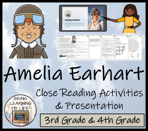 Amelia Earhart Close Reading Comprehension Activities | 3rd Grade & 4th ...