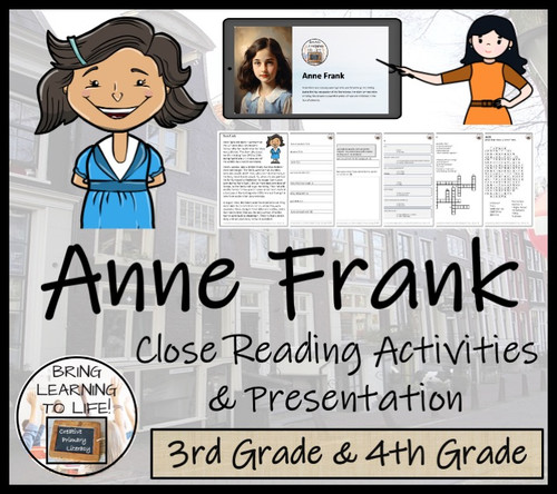 Anne Frank Close Reading Comprehension Activities | 3rd Grade & 4th ...