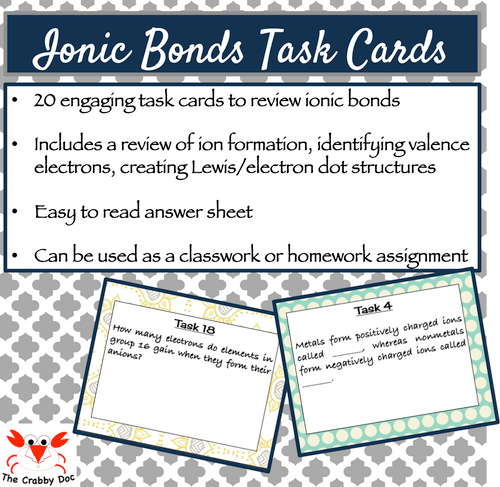 Ionic Bonding Task Cards - Amped Up Learning