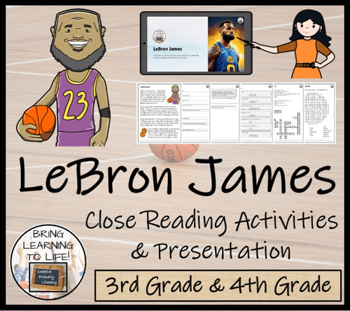 LeBron James Close Reading Comprehension Activities | 3rd Grade & 4th ...