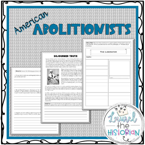 FREE American Abolitionists Evidence-based Reading Passages and Writing ...