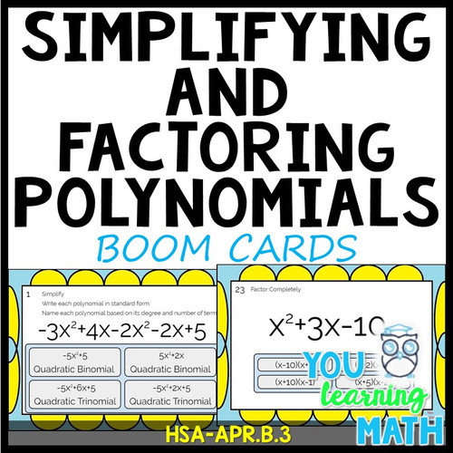 Simplifying and Factoring Polynomials - Digital BOOM Cards - 31 ...