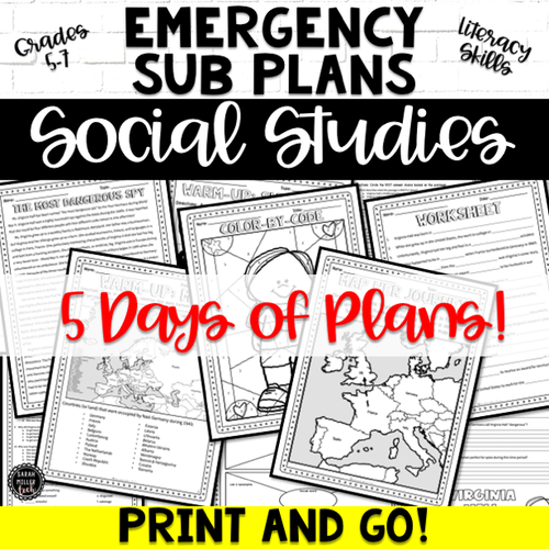 Emergency Sub Plans for Social Studies (Grades 5-7) - Amped Up Learning