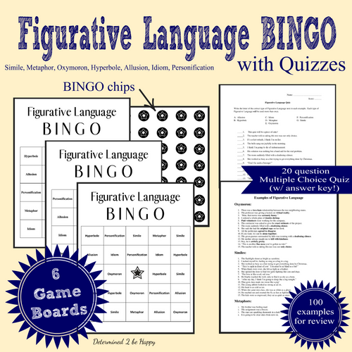 Figurative Language BINGO and Quiz - Amped Up Learning