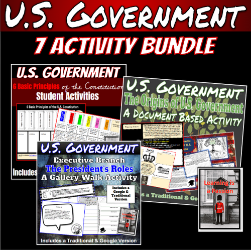 U.S. Government Bundle | 7 Complete Interactive Activities - Amped Up ...