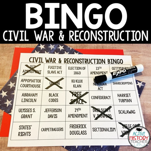 Civil War and Reconstruction Bingo - STAAR Review - Amped Up Learning