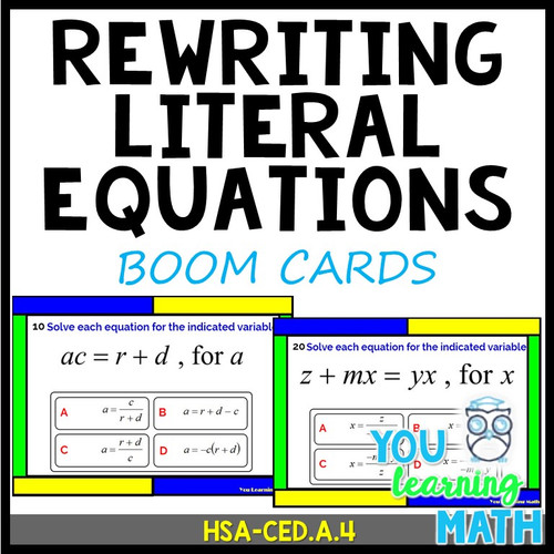 Rewriting Literal Equations: Digital BOOM Cards for Remote Learning ...