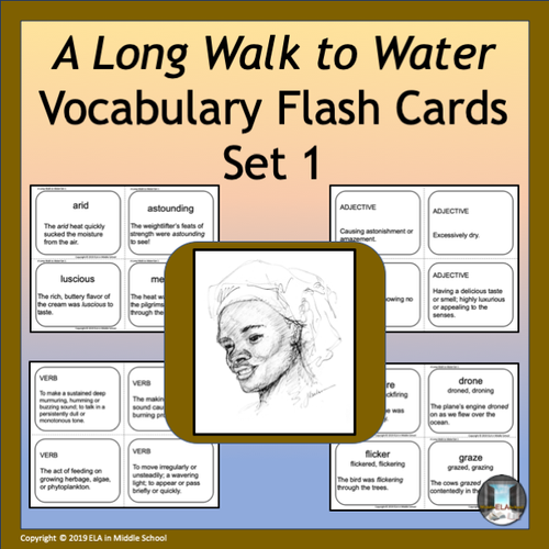 "A Long Walk to Water" Vocabulary Flash Cards and Word Wall Set 1 ...