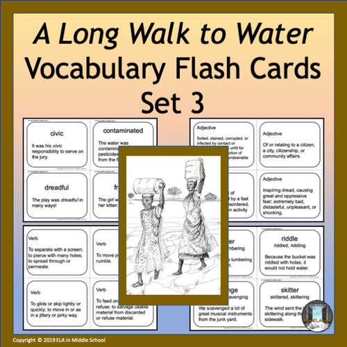 A Long Walk to Water Vocabulary Flashcards and Word Wall Set 3 - Amped ...